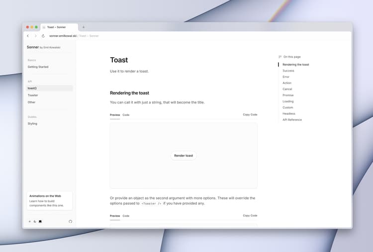 Building a toast component